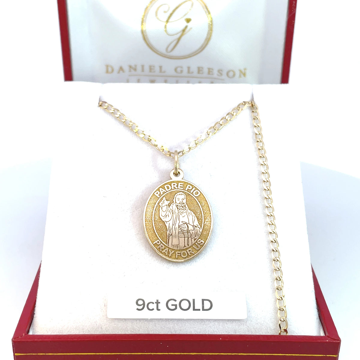 Padre Pio Large 9ct Gold Medal Pendant and 20" Curb Chain – Daniel ...