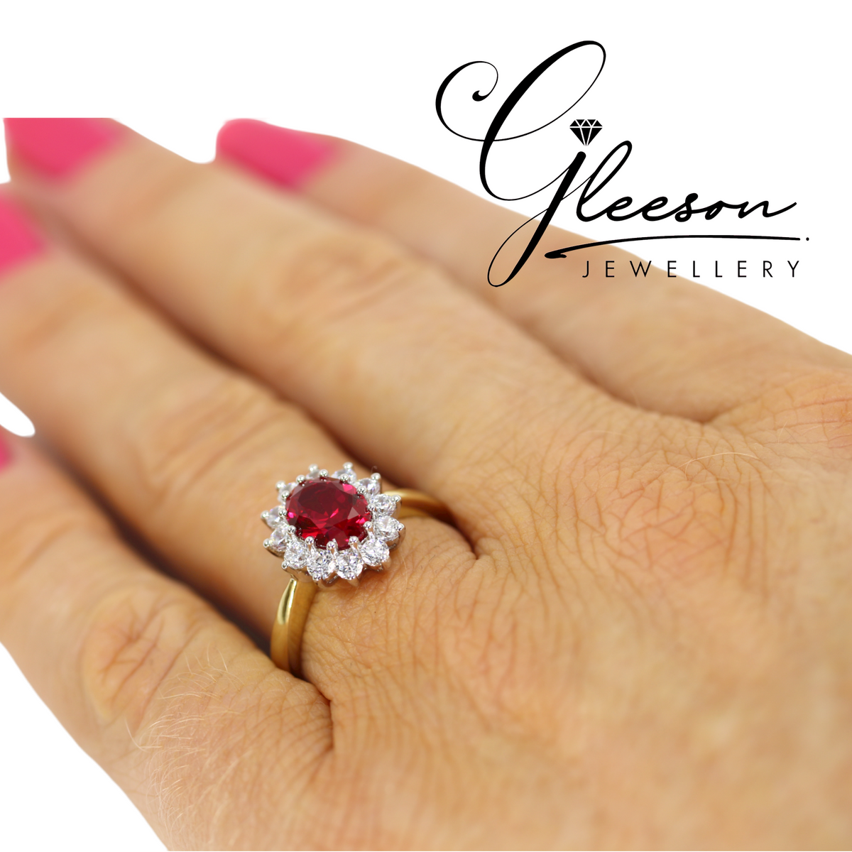 9ct Gold Ruby & Cubic Zirconia Dress Ring – Daniel Gleeson Jewellers