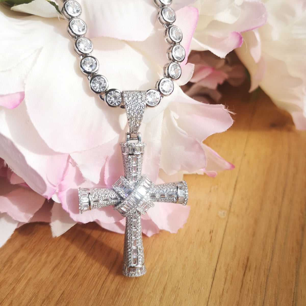 Sterling Silver CZ Armour Cross & LARGE Tennis Chain – Daniel Gleeson ...
